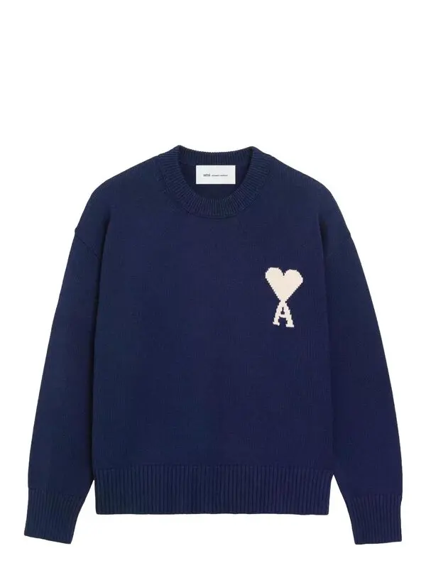 Ami Logo-detail Sweater - Blue