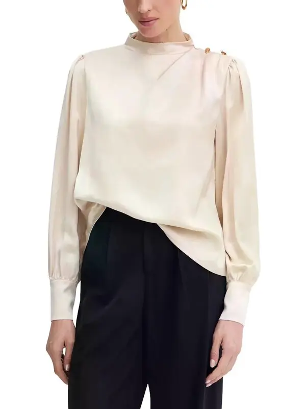 FRACOMINA Mock-neck Satin Top - Neutrals