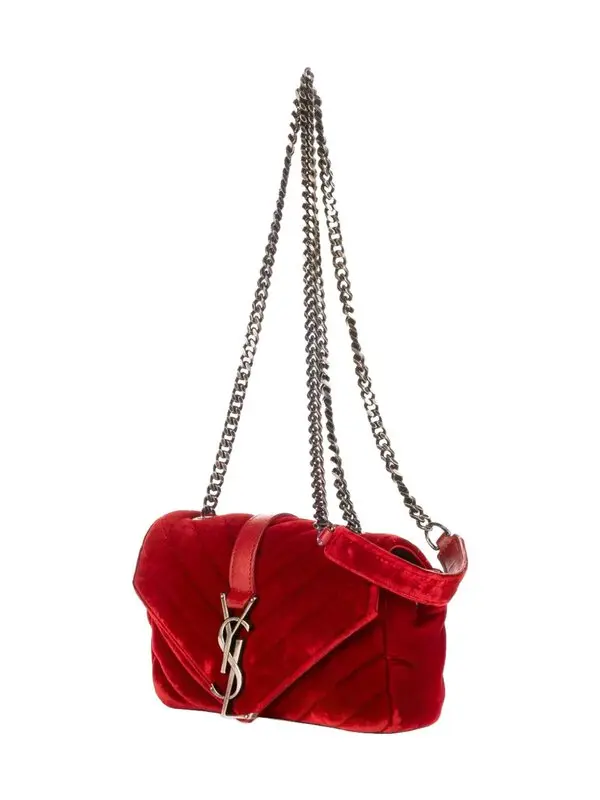 Saint Laurent Chevron Shoulder Bag - Red