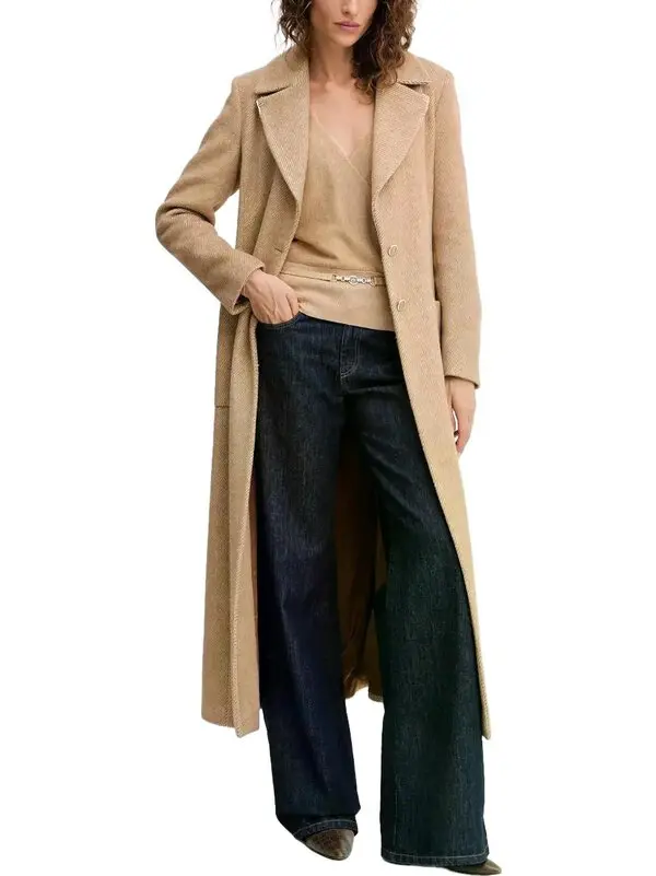 FRACOMINA Belted Herringbone Coat - Neutrals