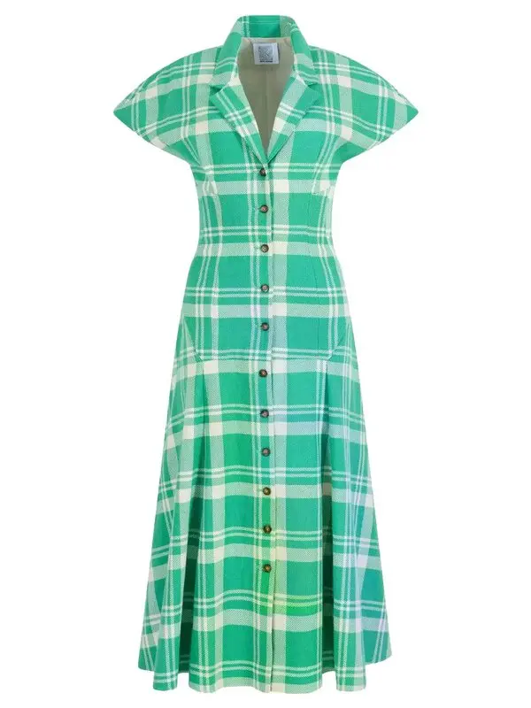 Rosie Assoulin Plaid Midi Blazer Dress - Green