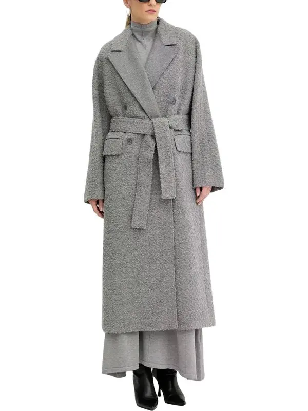 BOSS Bouclé Belted Coat - Grey