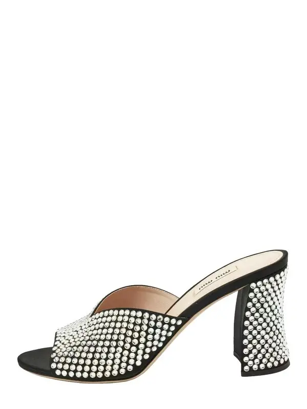 Miu Miu Crystal-embellished Block Heel Sandals - Black