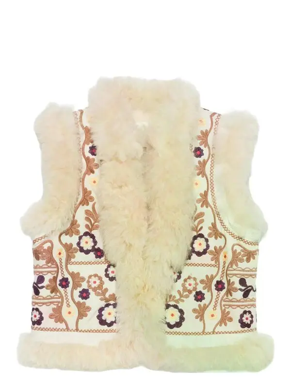 Antik Batik Floral-embroidery Waistcoat - Neutrals