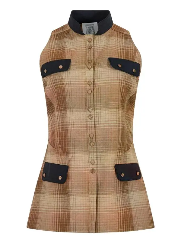 Rosie Assoulin Plaid Button Top - Neutrals