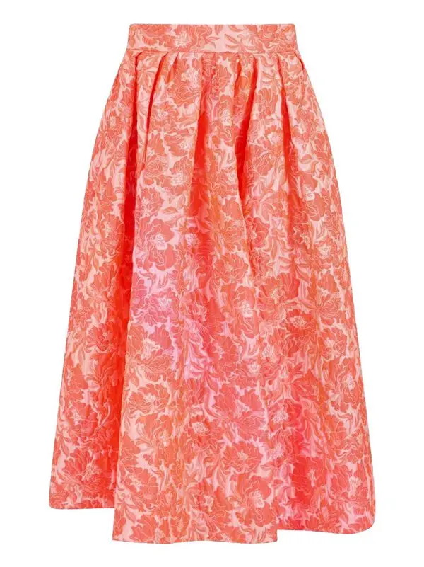 Rosie Assoulin Full Pleated Midi Skirt - Orange