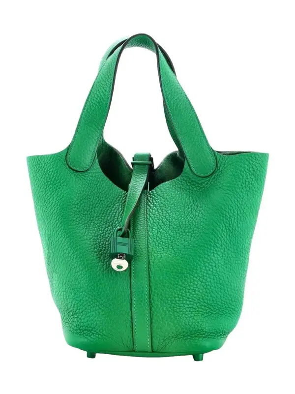 Hermès Monochrome Picotin Lock Bag Clemence Pm - Green