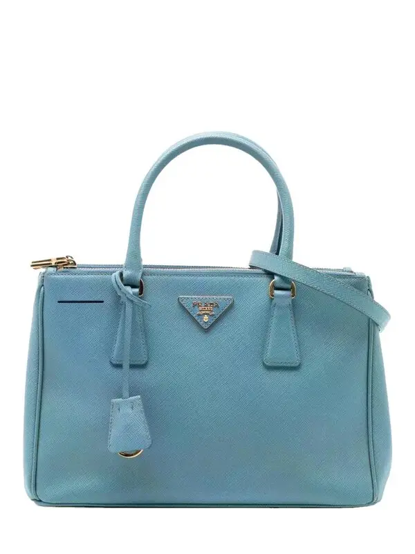 Prada Small Saffiano Lux Galleria Double Zip Satchel - Blue