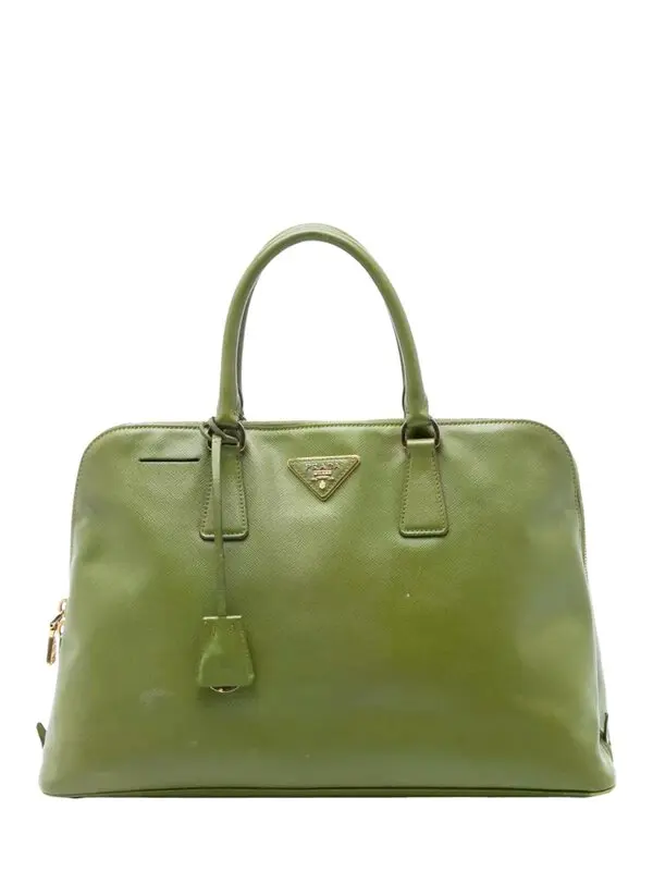 Prada Large Saffiano Lux Promenade Satchel - Green