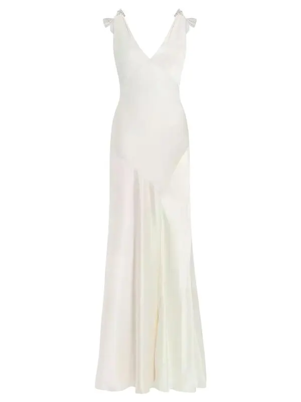 Jenny Packham Collette Beaded Bow-detail Maxi Dress - Neutrals