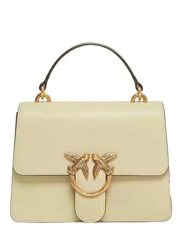 Pinko Mini Love One Birds-ring Leather Tote Bag - Yellow