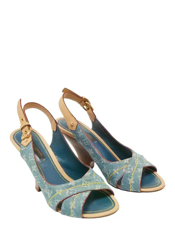 LOUIS VUITTON Denim Slingback Sandals - Blue