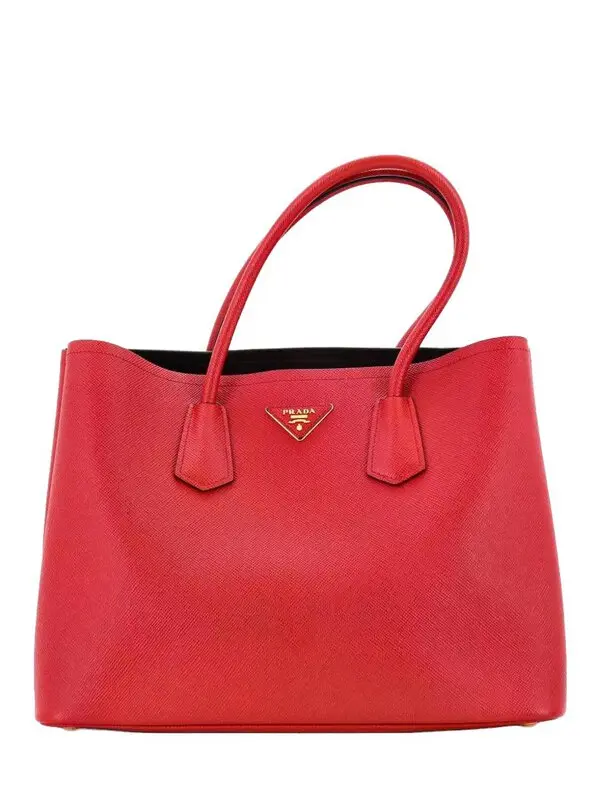 Prada Cuir Double Saffiano Leather Large Tote Bag - Red