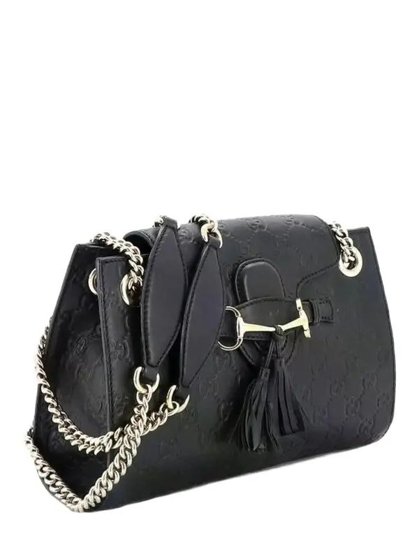 Gucci Emily Chain Flap Ssima Leather Small Shoulder Bag - Black