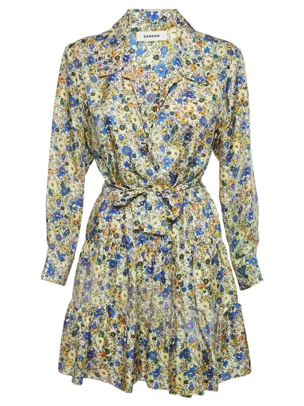 Sandro Floral Print Dress - Neutrals