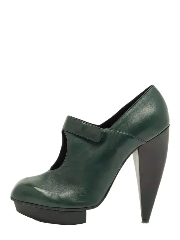 Chloé Platform Leather Booties - Green