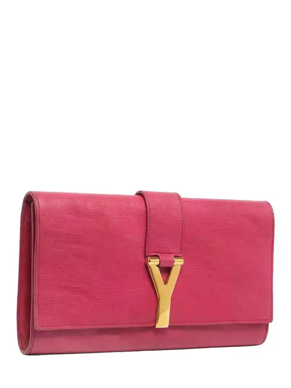 Saint Laurent Y-ligne Leather Clutch - Pink