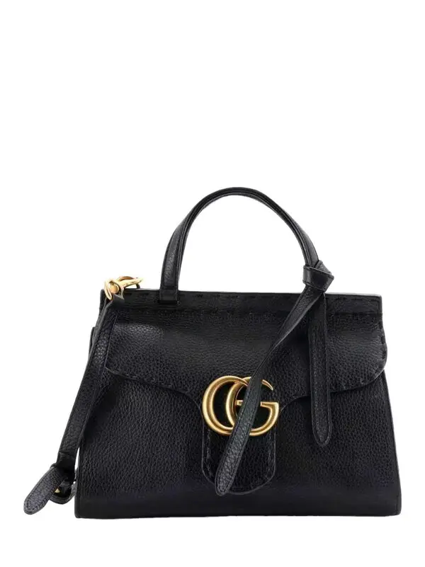 Gucci Gg Marmont Top Handle Mini Satchel - Black
