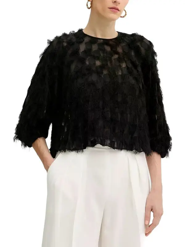 BOSS Feather-embellished Blouse - Black