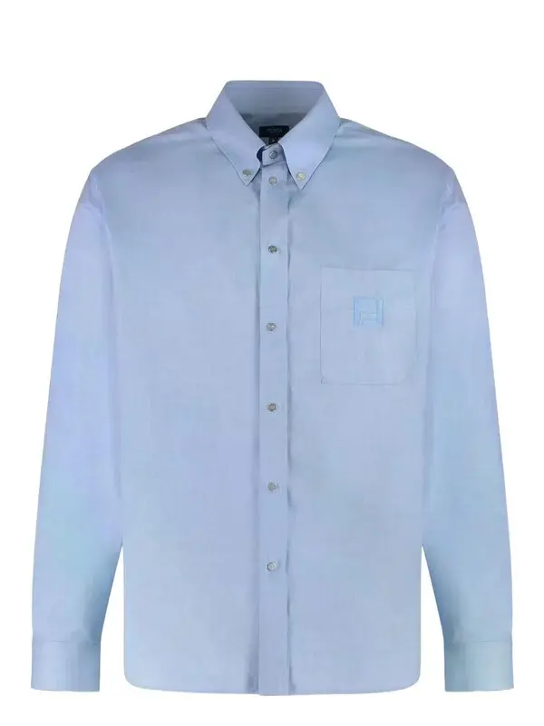 Fendi Logo-embroidered Chest-pocket Shirt - Blue