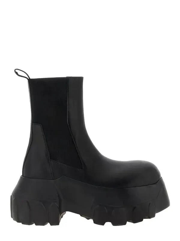 Rick Owens Elastic-detail Leather Ankle Boots - Black