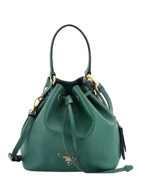 Prada Top Handle Saffiano Leather Small Bucket Bag - Green