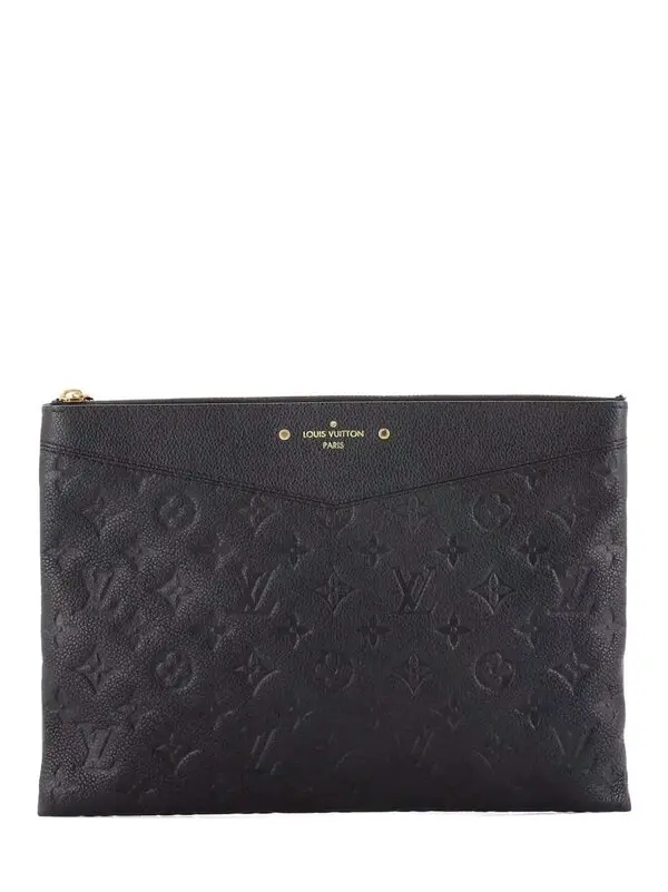 LOUIS VUITTON Daily Monogram Empreinte Leather Pouch - Black