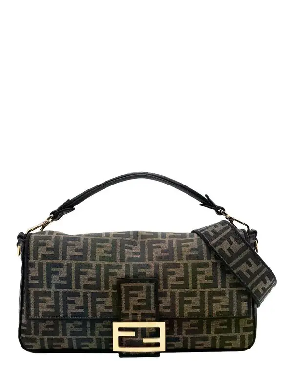Fendi 2000-2010 Large Zucca Canvas Baguette Satchel - Brown