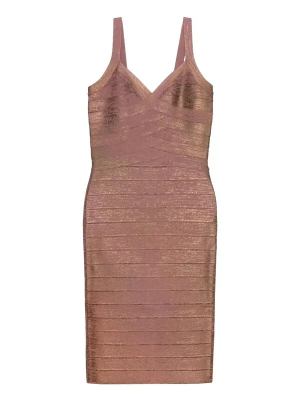 Herve Leger V-neck Bandage Dress - Pink