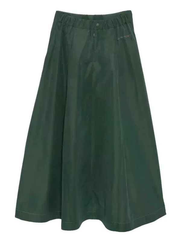AND WANDER Logo-embroidered Skirt - Green