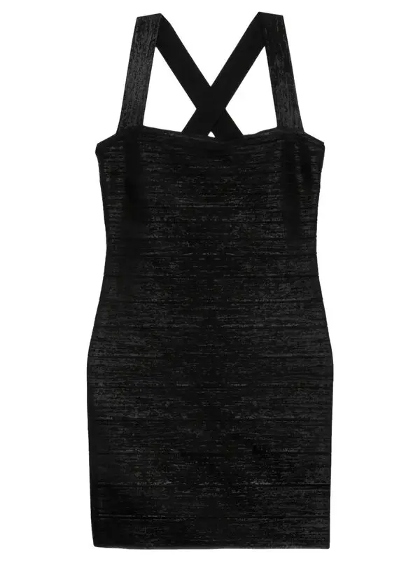 Herve Leger Crossover Strap Dress - Black