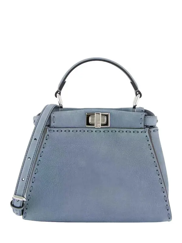 Fendi Mini Selleria Peekaboo Leather Shoulder Bag - Blue