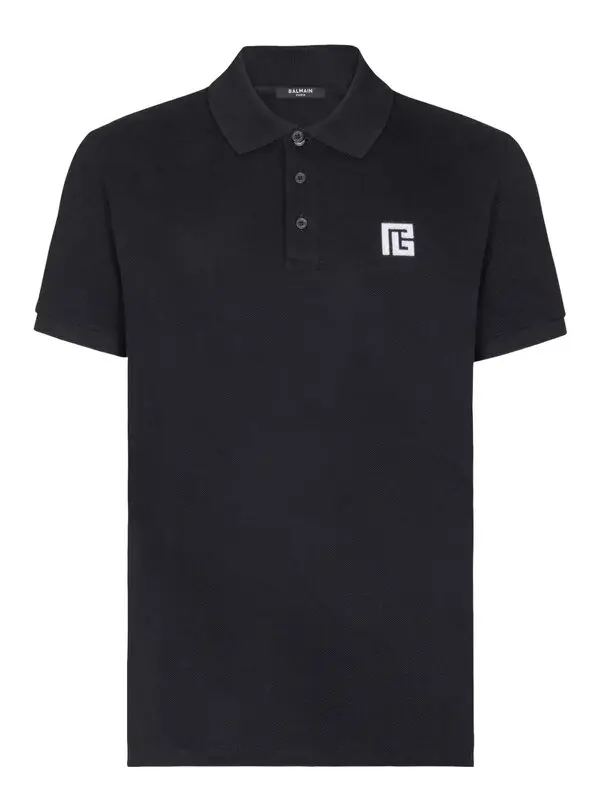 Balmain Logo-embroidered Polo Shirt - Black