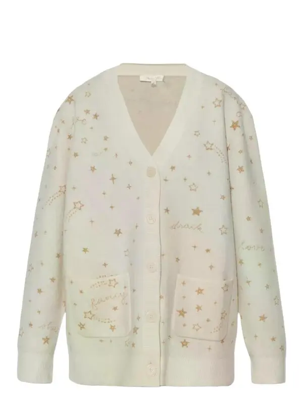 LoveShackFancy Star-embellished Cardigan - Neutrals
