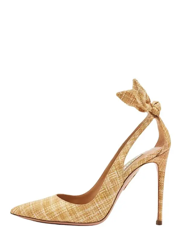 AQUAZZURA Bow Tie Raffia Pumps - Neutrals
