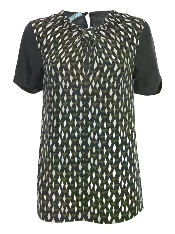 Prada Geometric-print Silk Top - Black