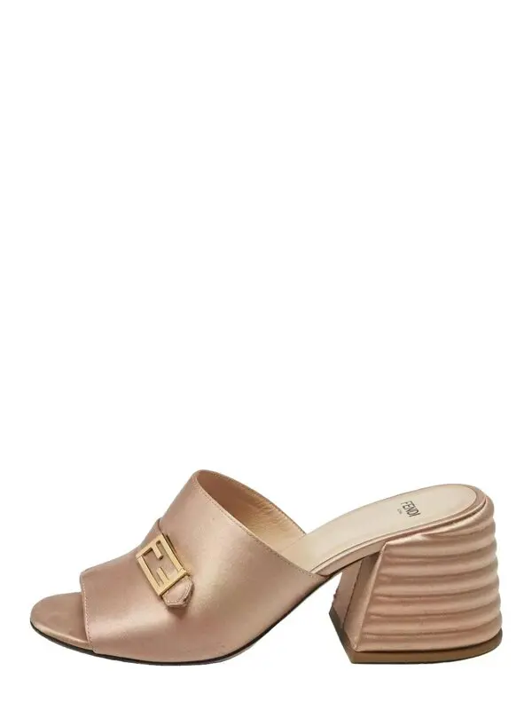 Fendi Block-heel Logo-detail Mules - Pink