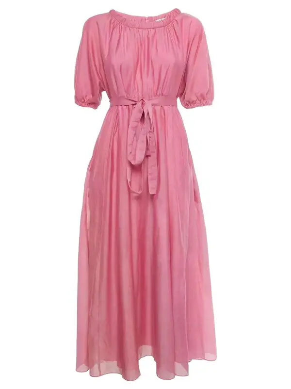 Max Mara Cotton Belted Maxi Dress - Pink