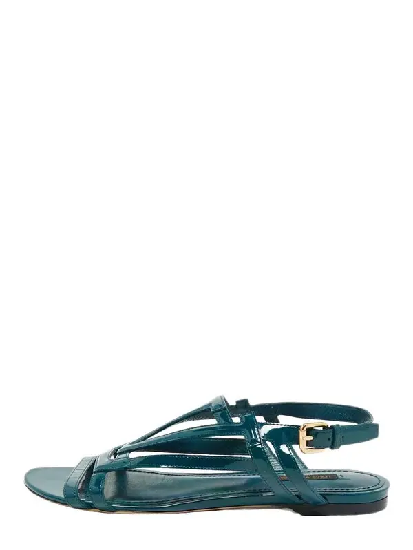 LOUIS VUITTON Patent Leather Logo Strap Sandals - Blue