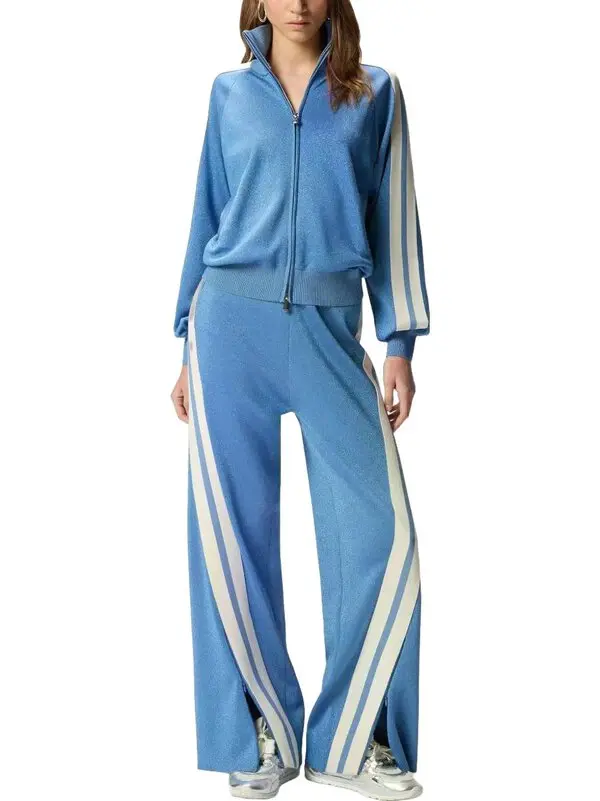 Pinko Striped-sleeve Zip-up Sweatshirt - Blue