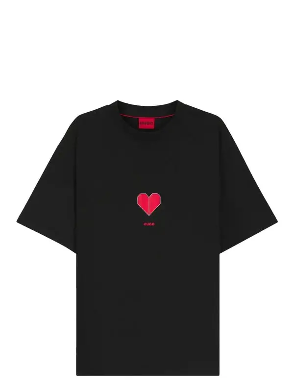 Hugo Heart-print Logo T-shirt - Black