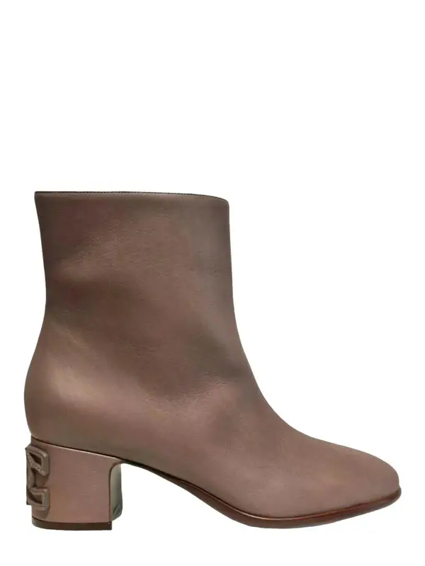 Casadei 50mm Logo-plaque Boots - Neutrals