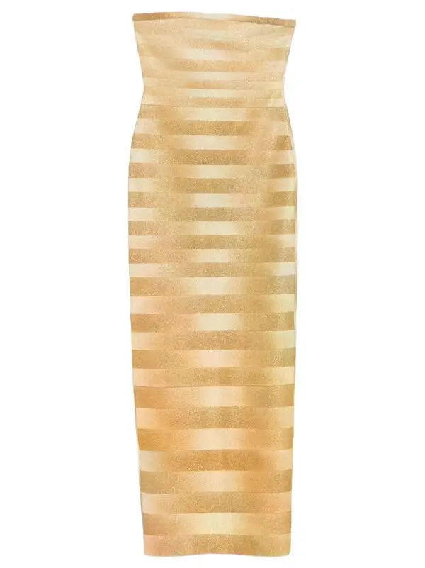 Herve Leger Nia Strapless Maxi Dress - Gold