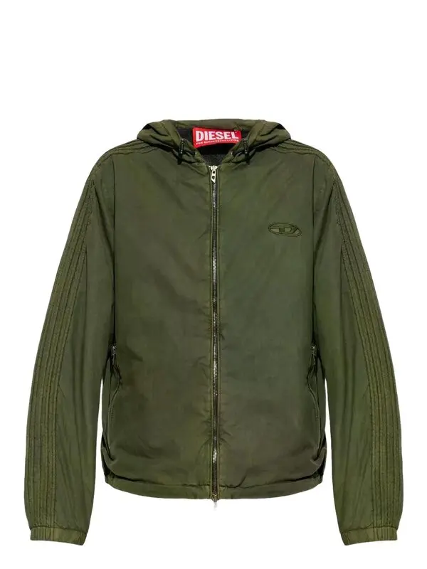 Diesel Logo-embroidered Hooded Jacket - Green