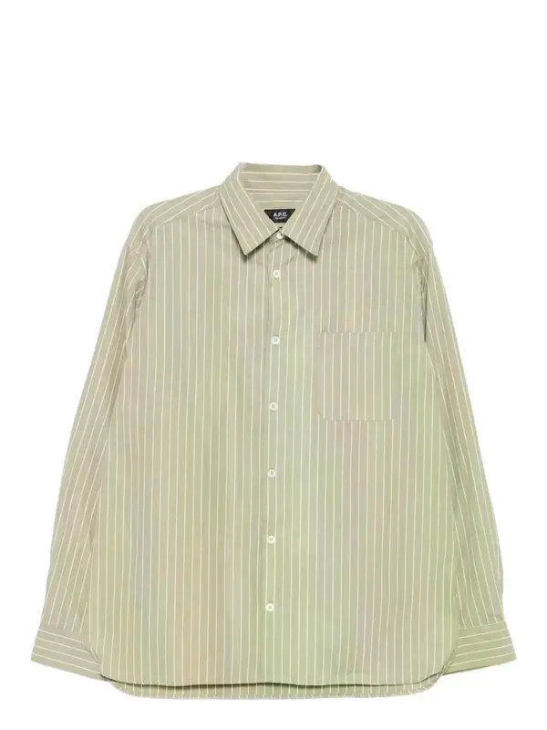 A.p.c. Striped Pocket Shirt - Green