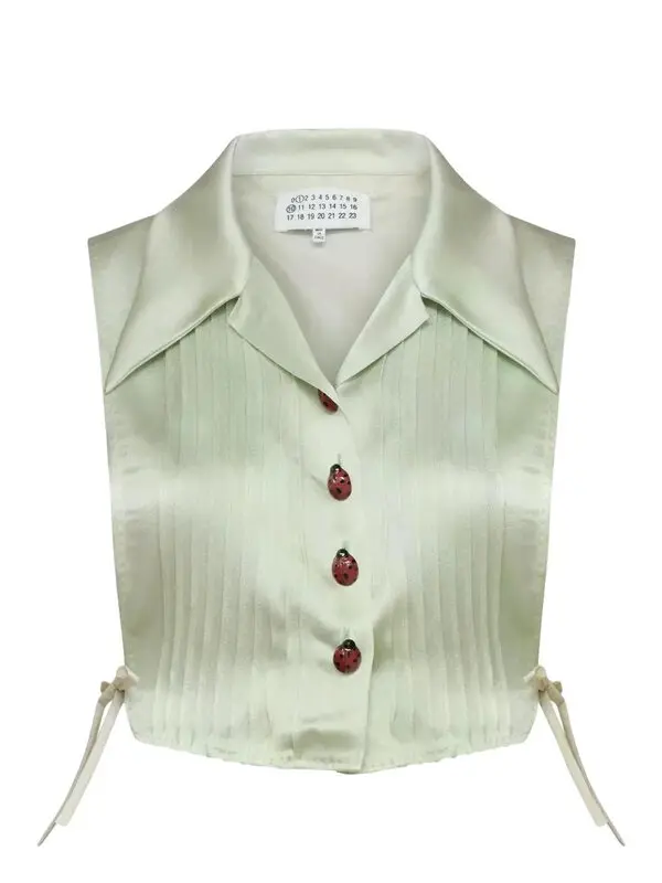 MAISON MARGIELA Sleeveless Polo-collar Top - Green