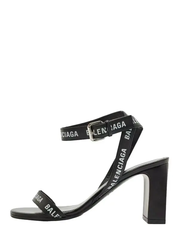 Balenciaga Logo-print Ankle-strap Sandals - Black