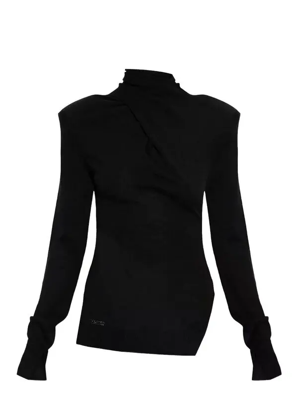 Attico Turtleneck Top With Twist Detail - Black