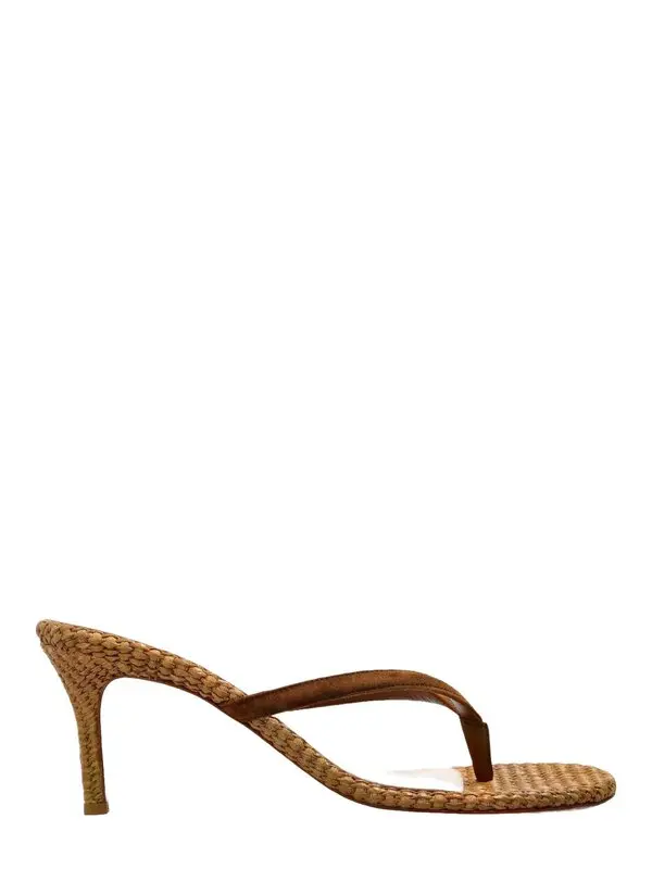 GIANVITO ROSSI Woven Suede Heeled Mules - Brown