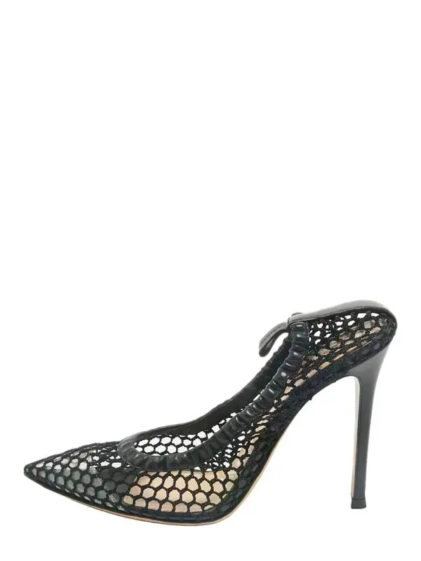 GIANVITO ROSSI Alisia Mesh Pointed-toe Pumps - Black